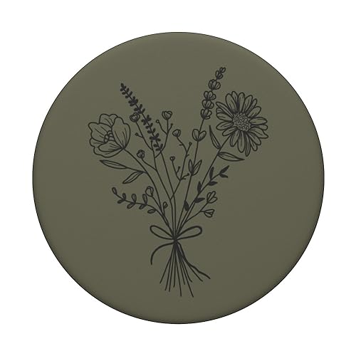 Olive Green Wildflower Floral Flower Design PopSockets Standard PopGrip