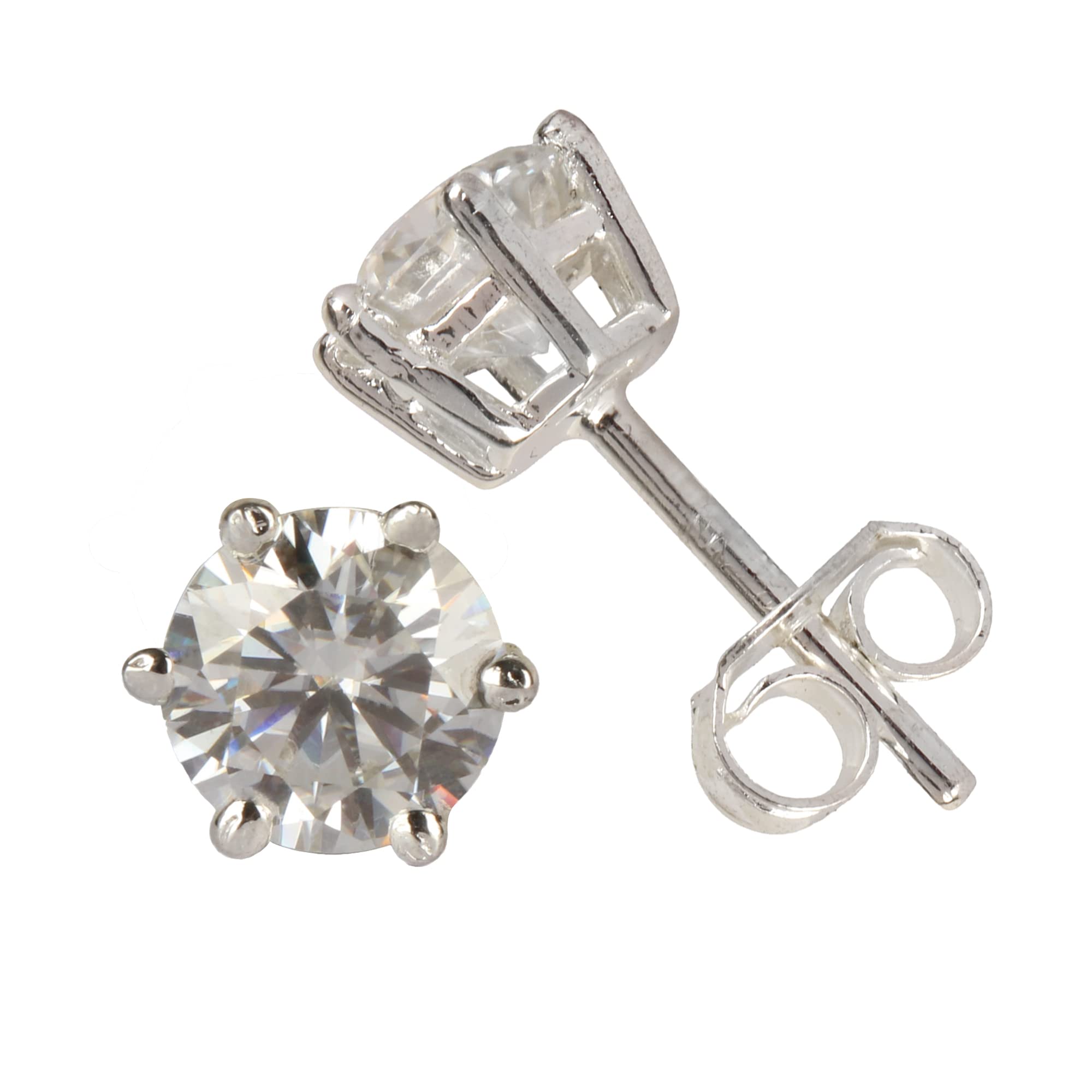 GEMHUB Diamond Stud Earrings, Brilliant Round Cut Diamond Earrings 14k White Gold 1.87 Gram Small Stud Earrings