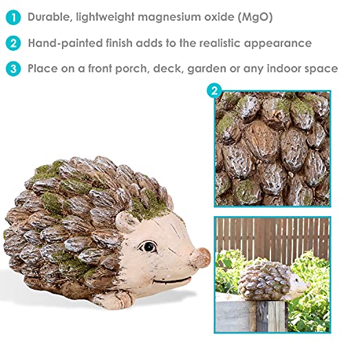 Sunnydaze Hazel The Hedgehog Garden Statue Decor - Hand-Painted Sculpture for Patio, Lawn, Garden and Indoor Living Spaces - 7-Inch