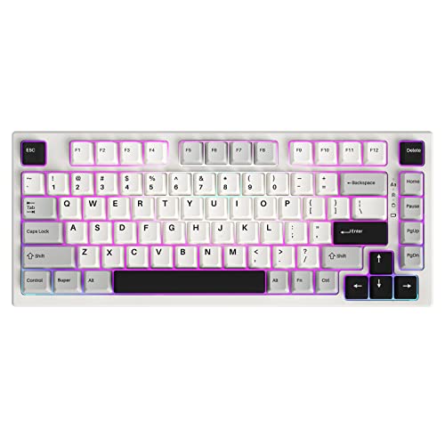 YUNZII YZ75 75% Hot Swappable Wireless Gaming Mechanical Keyboard, RGB Backlights, BT5.0/2.4G/USB-C, Dye Sub PBT Keycaps for Linux/Win/Mac(Gateron G Pro Yellow, White)