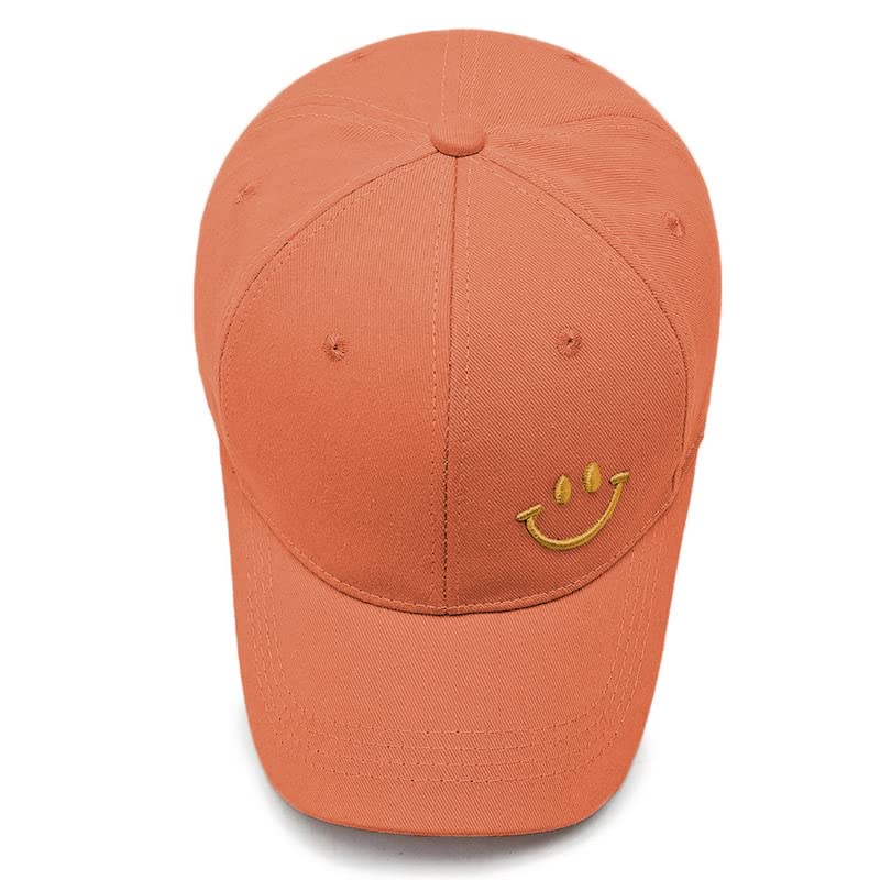 GEGEEN DOMOG Smile Face Hat Trucker Hats Adjustable Smile Baseball Cap Summer Preppy Y2k Hat for Women Men (Embroidery-Orange)