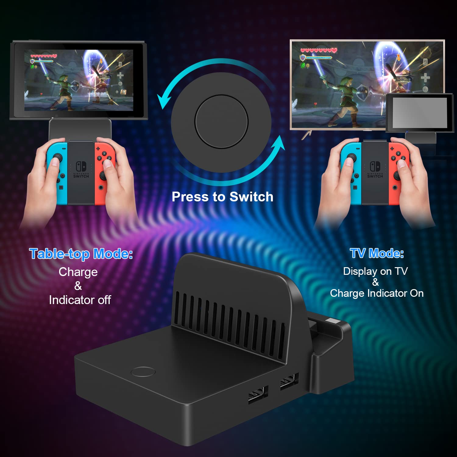 Feirsh Switch Docking Station for Nintendo Switch, TV Dock Station Replacement with HDMI and USB 3.0 Port for Nintendo Switch and OLED Model