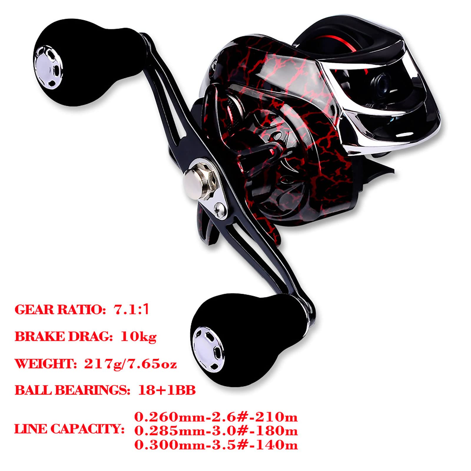 Fishing Baitcasting Reel, 18+1BB Drag Baitcasters, Magnet Braking System Bait Caster Reel, 7.1:1 Gear Ratio Ultra Smooth Baitcaster Fishing Reel DW121L Left Hand
