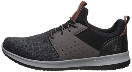 Skechers Men's Classic Fit-Delson-Camden Sneaker, Black/Grey, 11.5 Wide US