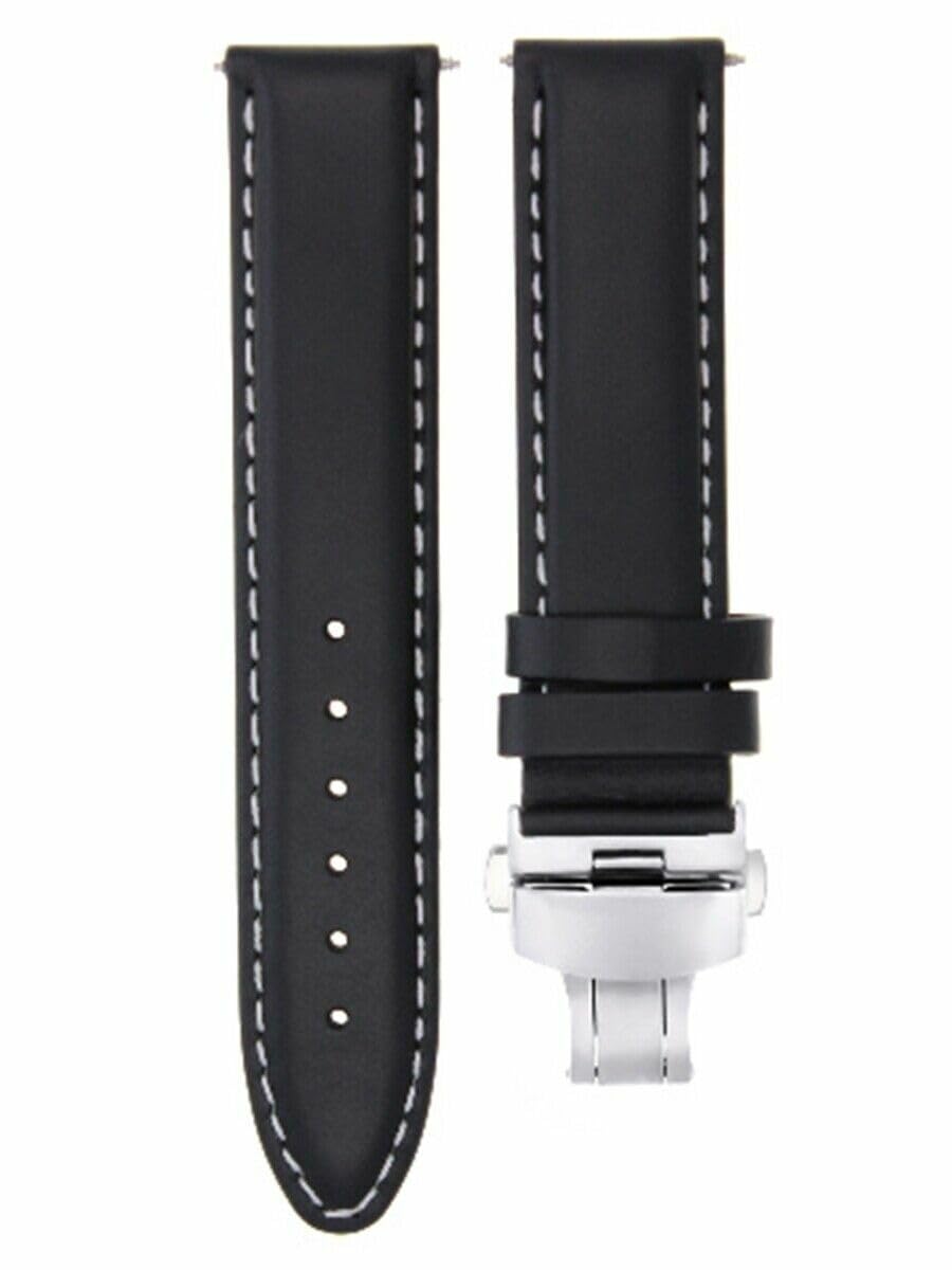 Ewatchparts 20MM SMOOTH LEATHER WATCH BAND STRAP BRACELET DEPLOYMENT CLASP COMPATIBLE WITH IWC BLACK WS