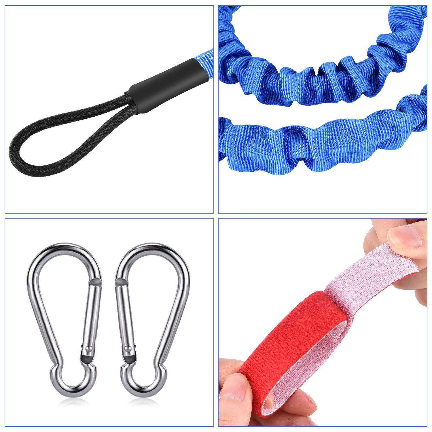 FIRINER Stretchable Kayak Paddle Leash 2 Pack 3.6ft Coiled Rod Leashes with D-Shape Carabiner Bungee Cord for Kayaking Canoe Surfboard Fishing Pole