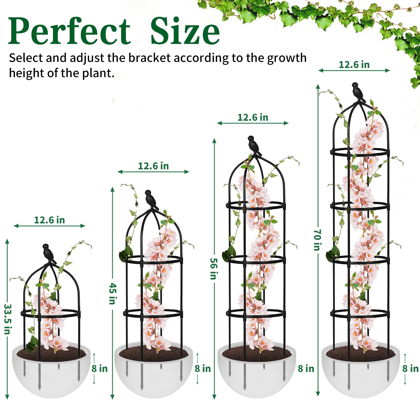 Garden Obelisk Trellis for Climbing Plants Outdoor, 6 Ft Tall Tower Tomato,Rose, Flowers, Grape, Pea, Cucumber Trellis, Rustproof Plastic Coated Metal Plant Support Trellis for Potted Plants (1)