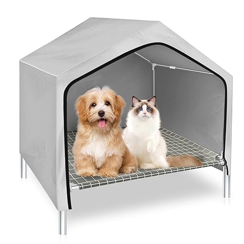 Indoor Cat House,Elevated Cat Bed with Canopy,Outdoor Water Proof Pet Tent, Chew Proof Cat Condo,for Medium Cats/Dogs,Suitable for Indoor &Outdoor