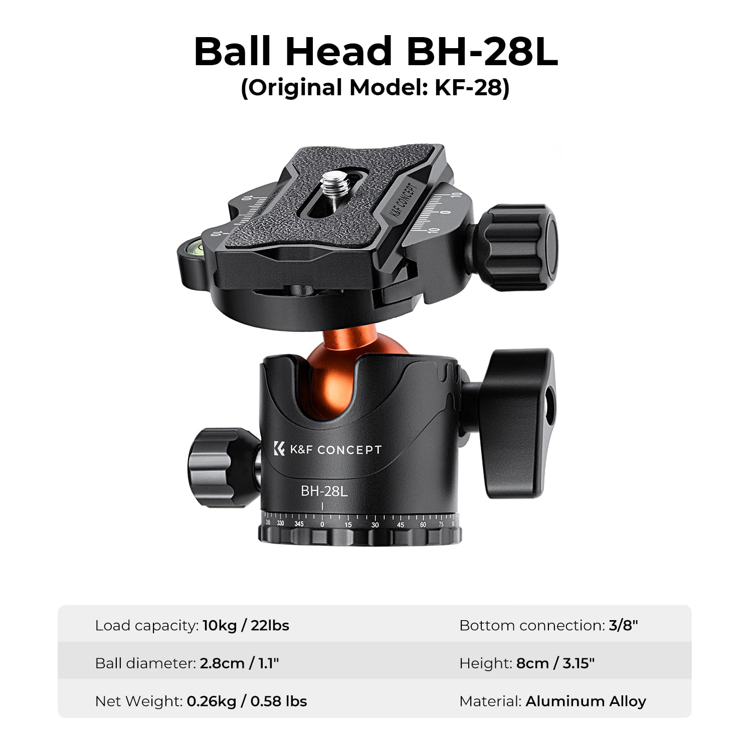 K&F Concept 62 inch DSLR Camera Tripod,Lightweight and Compact Aluminum Detachable Monopod Tripod with 360 Panorama Ball Head Quick Release Plate for Travel and Work K254A1+BH-28L (SA254M1)