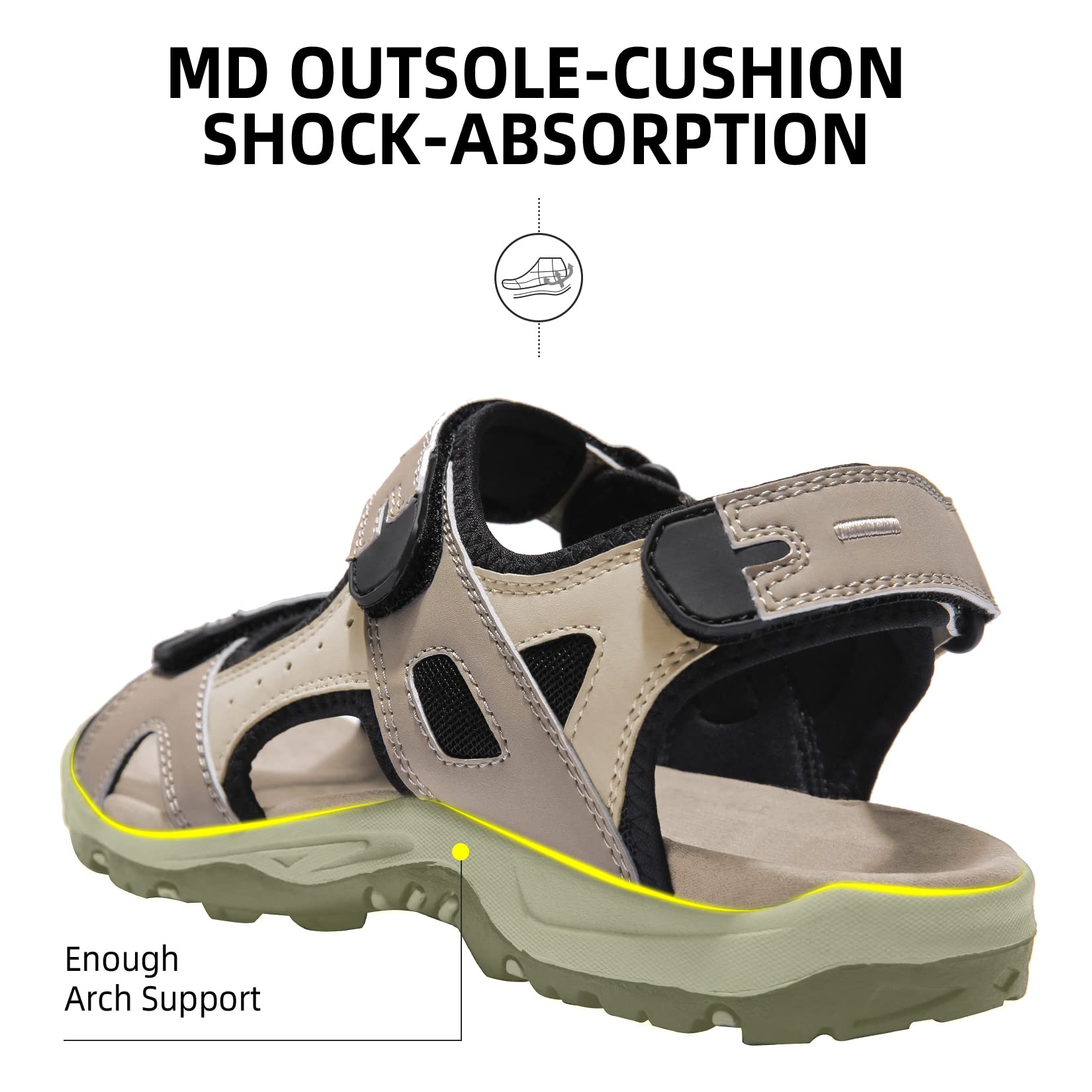 GOLDEN CAMEL Womens Waterproof Sandals Summer Lightweight Athletic Hiking Sandals with Arch Support Open Toe Outdoor Beach Water Sandals Black 6