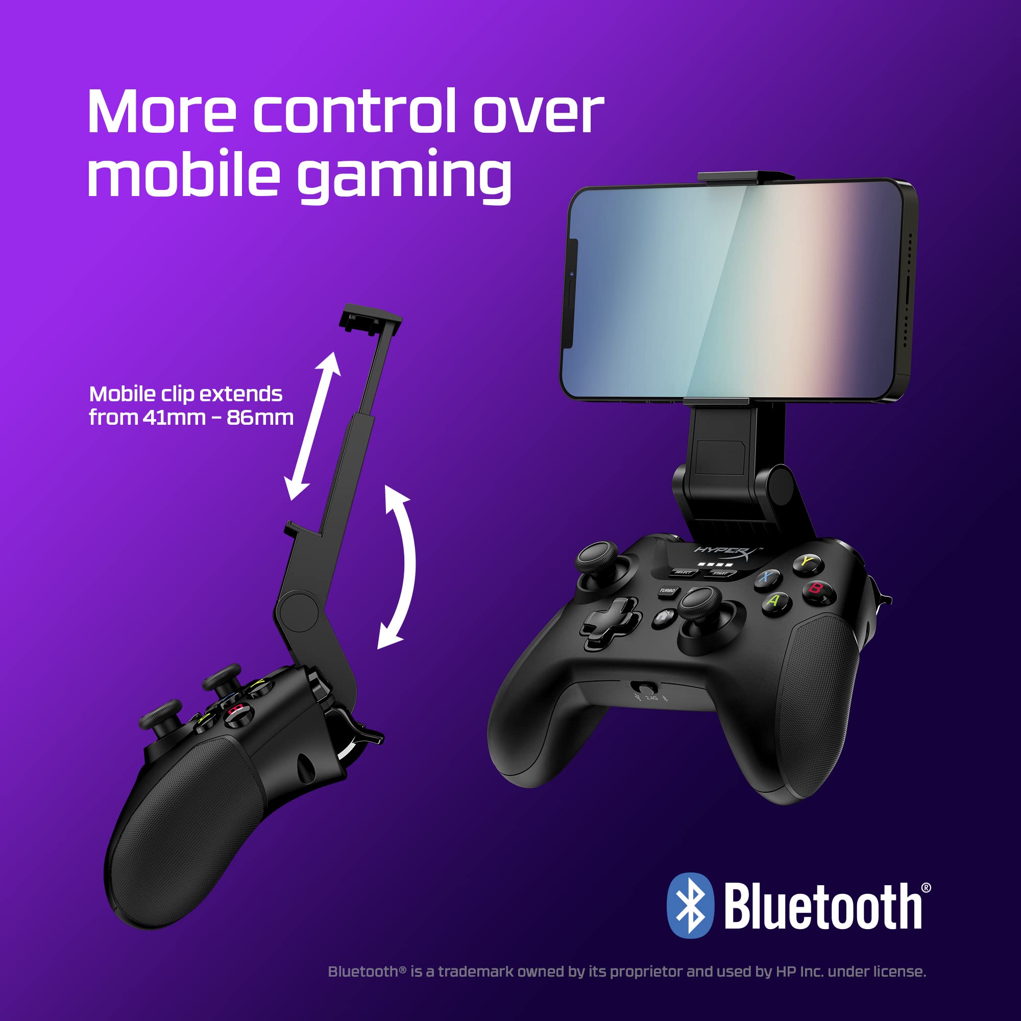 HyperX Clutch β Wireless Gaming Controller for Android and PC, Cloud and Mobile Gaming, Bluetooth, 2.4GHz Wireless, USB-C to USB-A Wired Connection, Standard Button Layout, Detachable Phone Clip (Renewed)