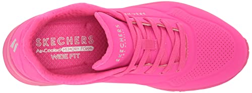 Skechers womens Skecher Street Women's Uno - Night Shades Sneaker, Pink Hot Pink Durabuck Htpk, 9 US