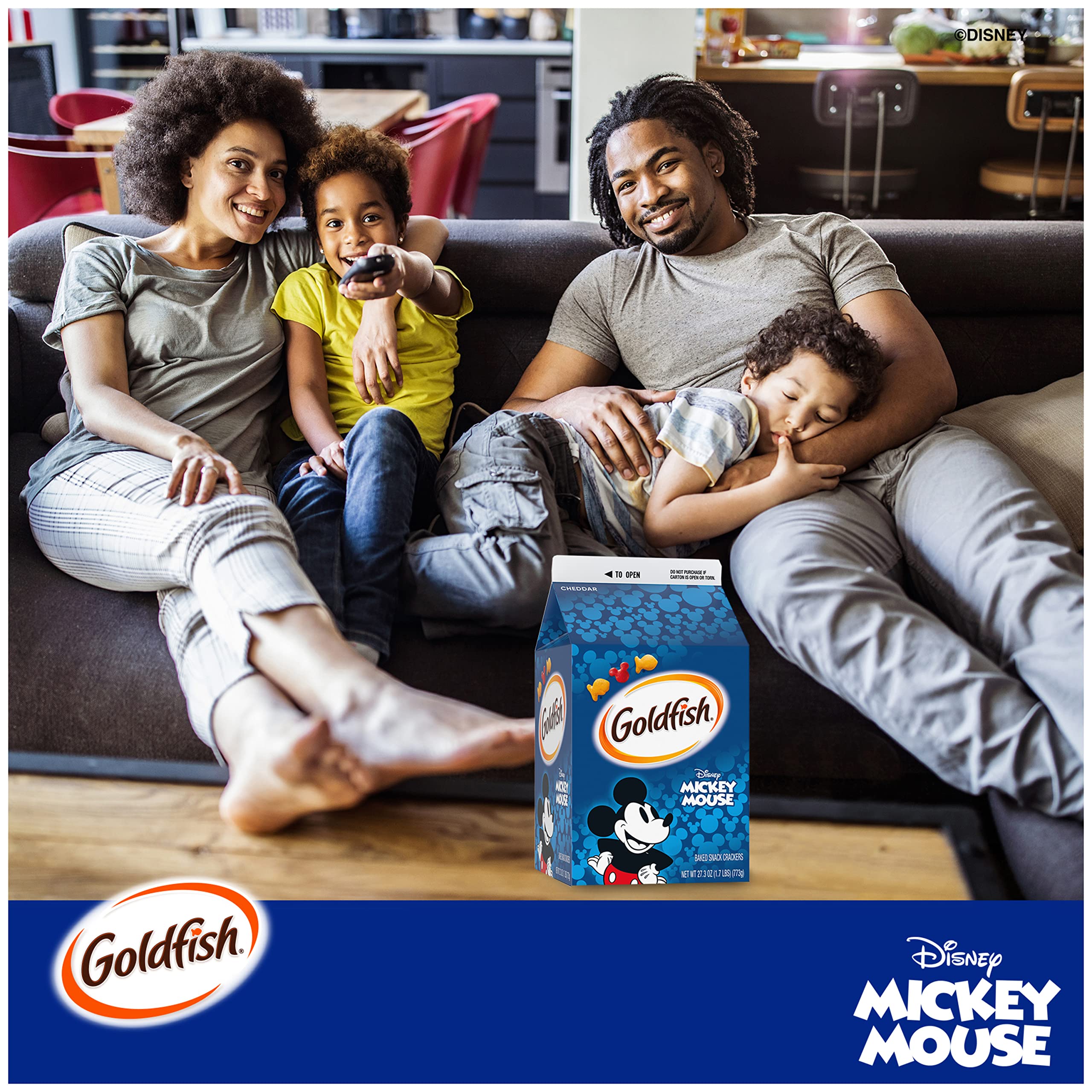 Goldfish Disney Mickey Mouse Cheddar Crackers, Snack Crackers, 27.3 oz carton