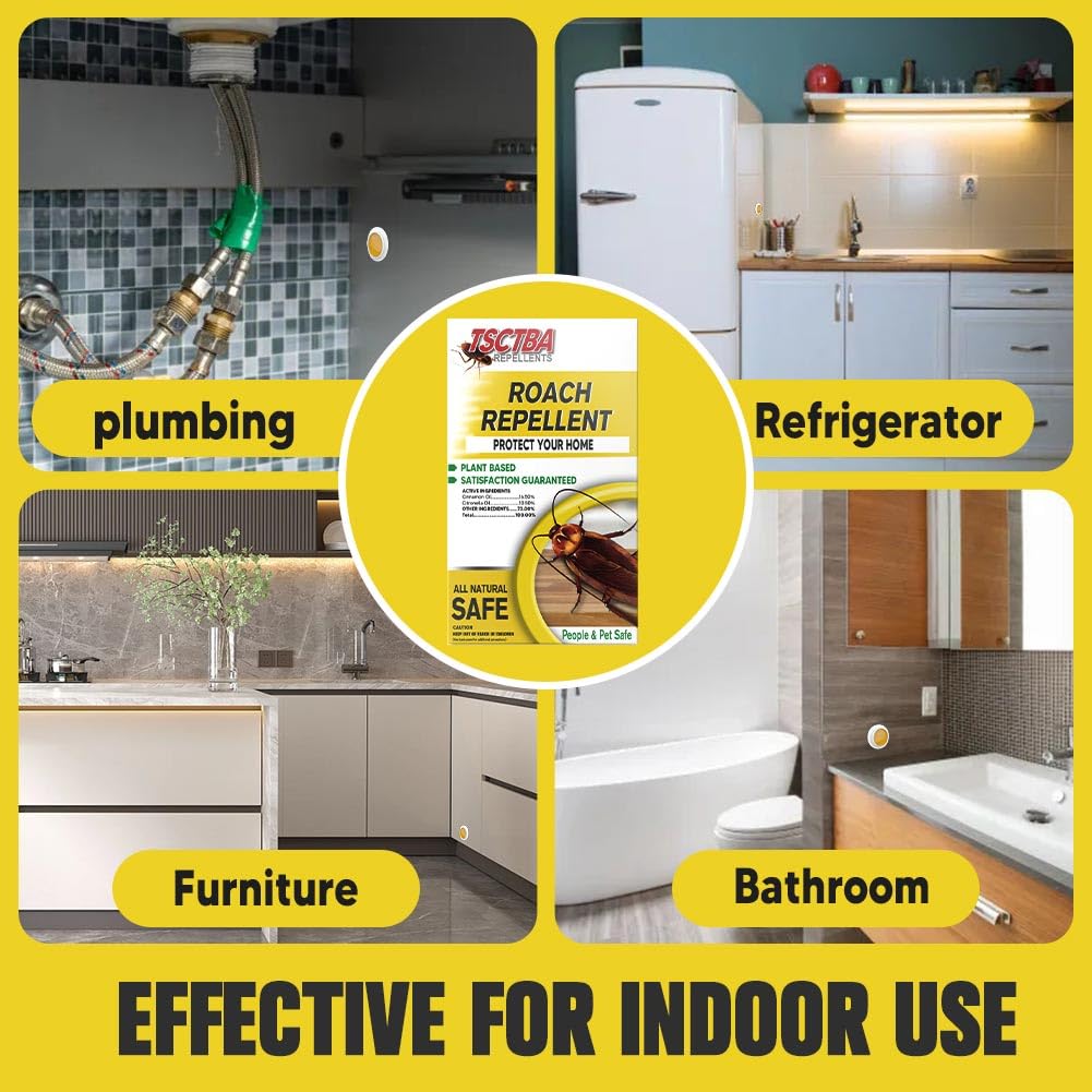 Ksqurelnb Cockroach Repellent,Roach Repellent Indoor,Pet Safe Roach Repellent,Get Rid of Cockroaches,Cockroach Deterrent,Roach Control,Outdoor Cockroach Repellent,Roach Away,Effectively and Safely-8P