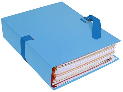 Exacompta - Ref 223020E - Expanding Folder - 240 x 320mm in Size, Suitable for Storing A4 Documents, Expands Up to 13cm , Coloured Canvas with Matching Strap - Light Blue (Pack of 5)