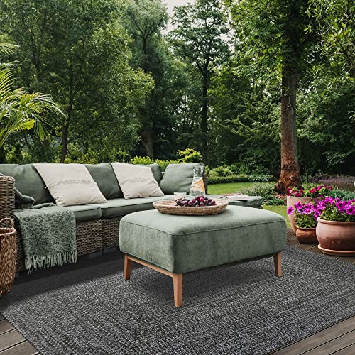 SUPERIOR Large Indoor/Outdoor Area Rug, Multi-Tone Reversible Braided Floor Decor for Patio, Front Porch, Entryway, Living Room, Office, Nursery, Artistic Home, 4' x 6', Fog Green-White