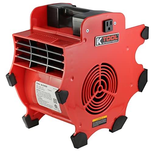 K Tool International 77702; Workforce Blower for Garage, Shop or Workspace, 3 Speed Motor, 4-Position Adjustable Tilt Angles, Indoor or Outdoor Use, Heater Attachment Sold Separately, 300 CFM, Red