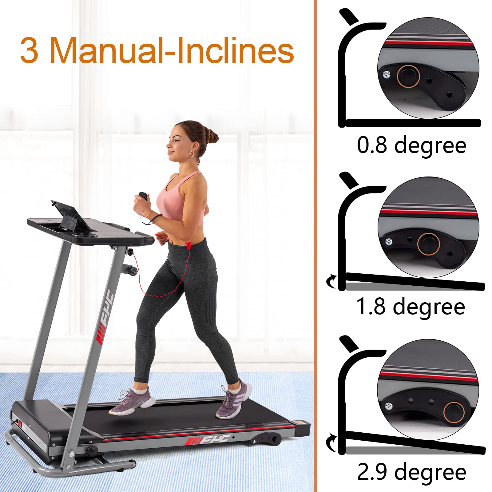FYC Folding Treadmill for Home - Slim Compact Running Machine Portable Electric Treadmill Foldable Treadmill Workout Exercise for Small Home Apartment Gym Walking Jogging Fitness, No Installation