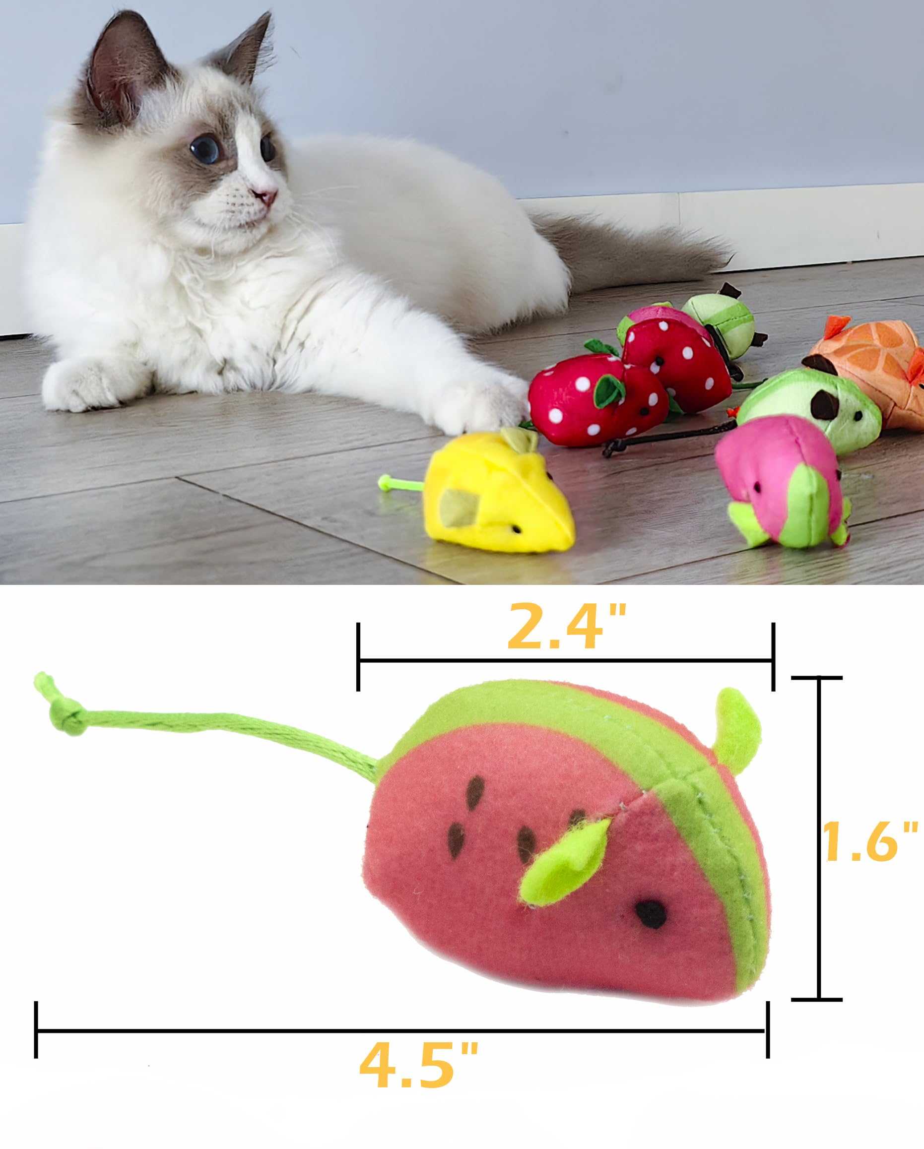 Fashion's Talk Cat Toy 10 Count Fruit Mice Soft Plush Catnip Mouse Kitten Toys Pure Catnip,Value Pack