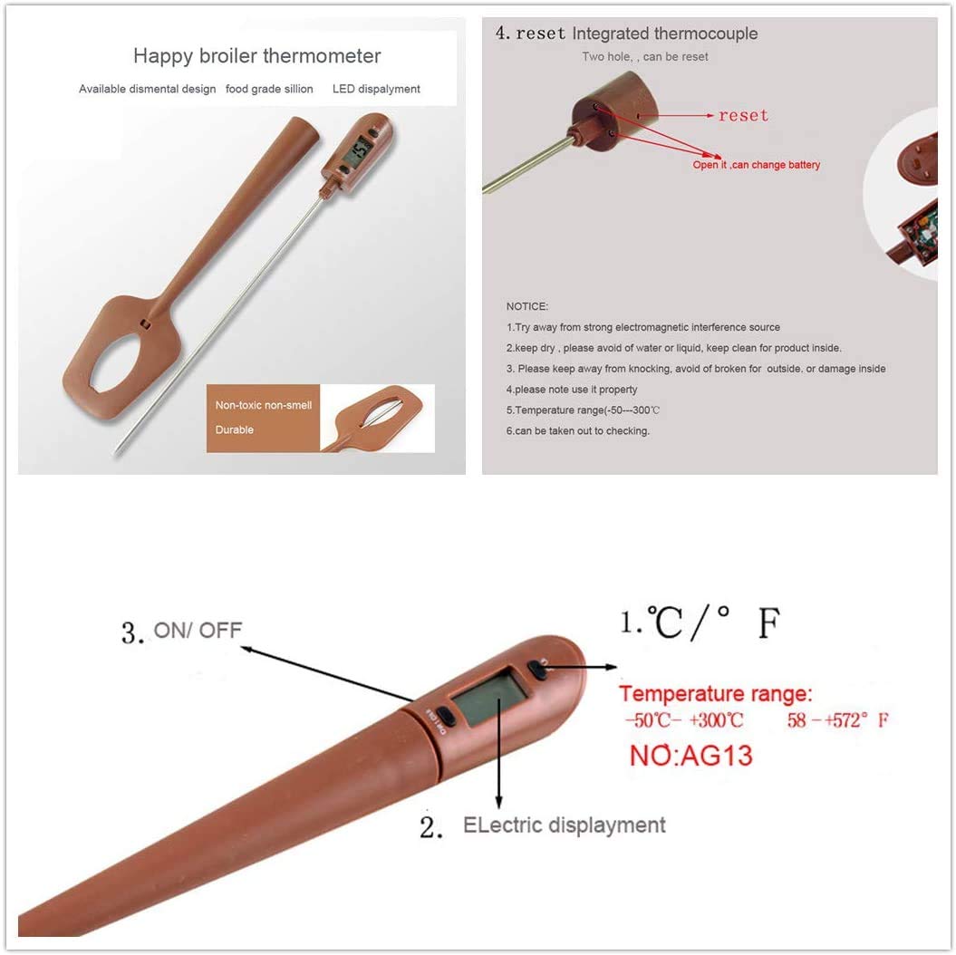 Efeng Candy Spatula with Thermometer Built in and Pot Clip β Fast Instant Read Digital Candy Thermometer,Spatula Thermometer for Candy Making,Chocolate,jams,syrups with BPA Free Silicon Spatula