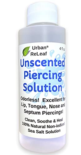Urban ReLeaf Unscented Piercing Solution ! Non-Iodized Sea Salt Healing Soak. Lip, Tongue, Septum, Dimple, Mouth. NO Scent. Ready to use. Made Fresh in USA.