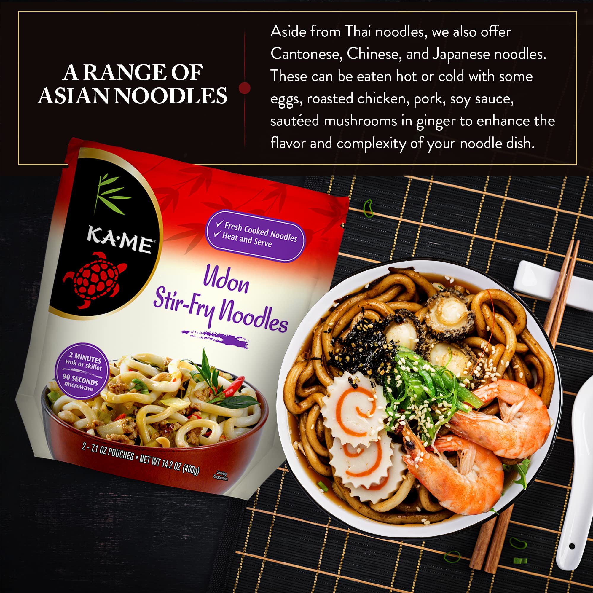 Ka-Me Udon Stir Fry Noodles - 14.2 Oz (Pack of 6)