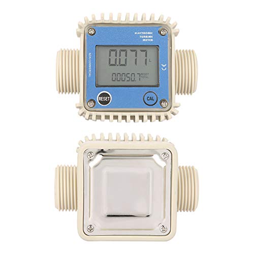 K24 LCD Turbine Digital Fuel Water Hose Flow Meter Widely Used for Chemicals Water, Blue