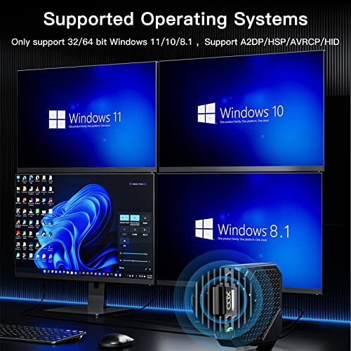 USB Bluetooth 5.3 Adapter for Desktop PC, Real Plug & Play Mini EDR Bluetooth Dongle Receiver & Transmitter for Laptop Computer Support Headphones Keyboard Mouse Speakers Printer Windows 11/10/8.1