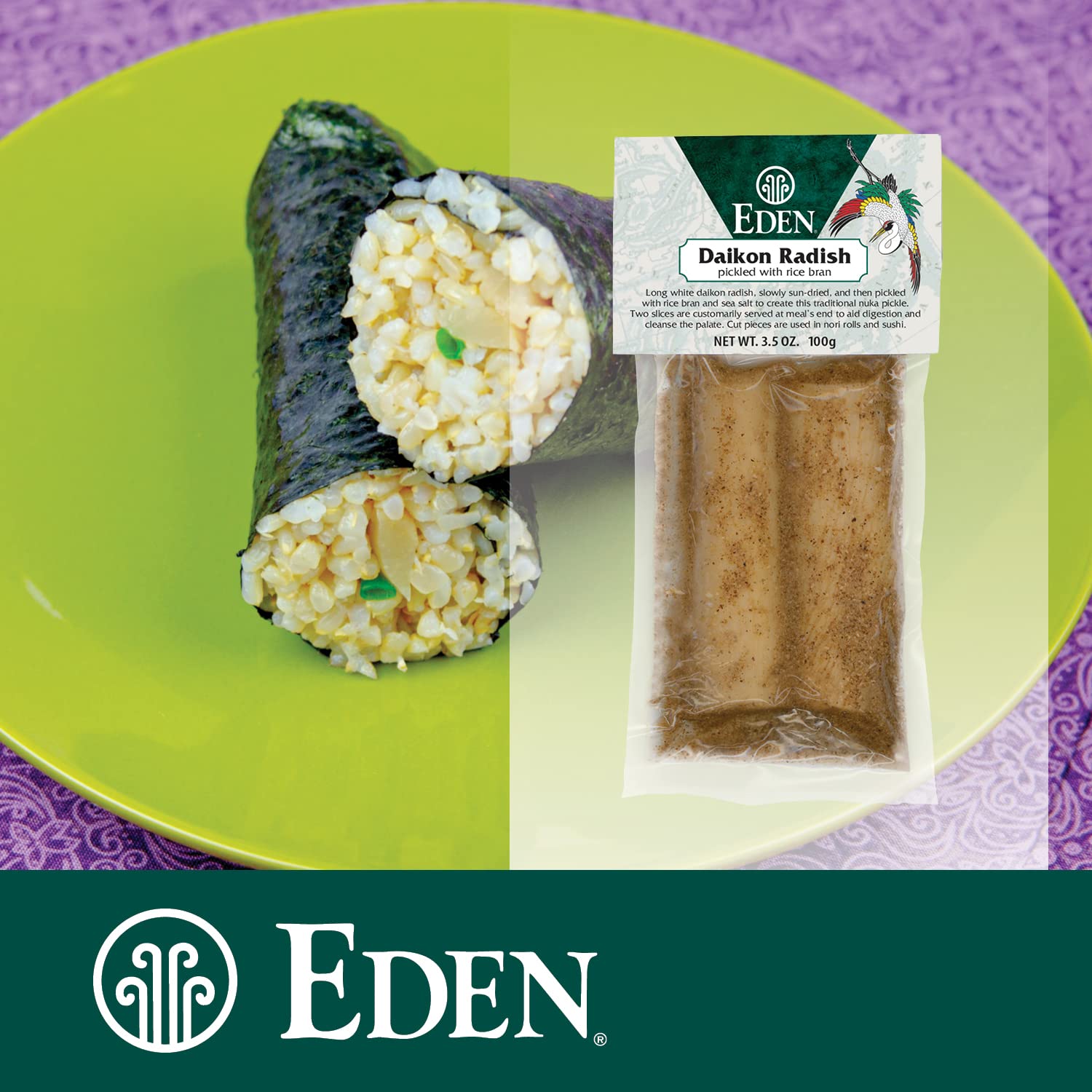 Eden Pickled Daikon Radish, Takuan-Zuke, Rice Bran and Salt Pickled, Nuka-Zuke, Traditionally Made in Japan, No-MSG, All Natural Ingredients, 3.5 oz