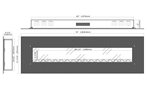 IGNIS Royal 72 inch Wall Mount Electric Fireplace with Logs c SA us Certified (Could be recessed with no Heat)