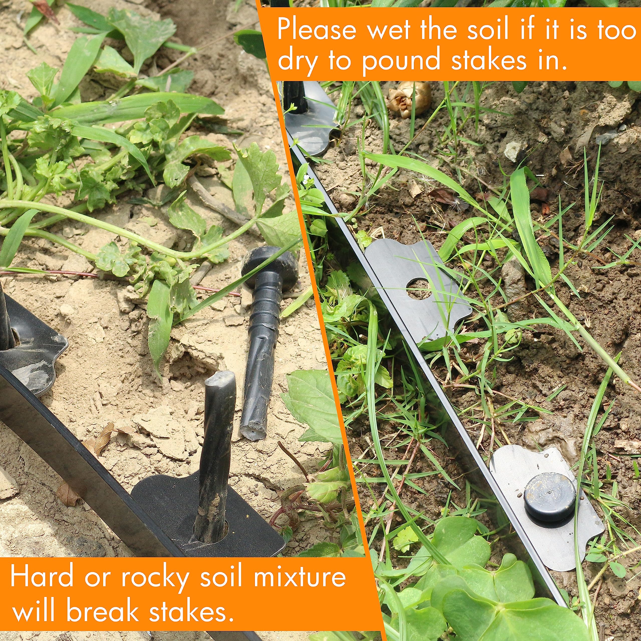 Gardzen 1.5" x100' Landscape Edging Kit, Garden Edging Coil Comes with 120 Pcs Spikes, No Dig Lawn Border Design