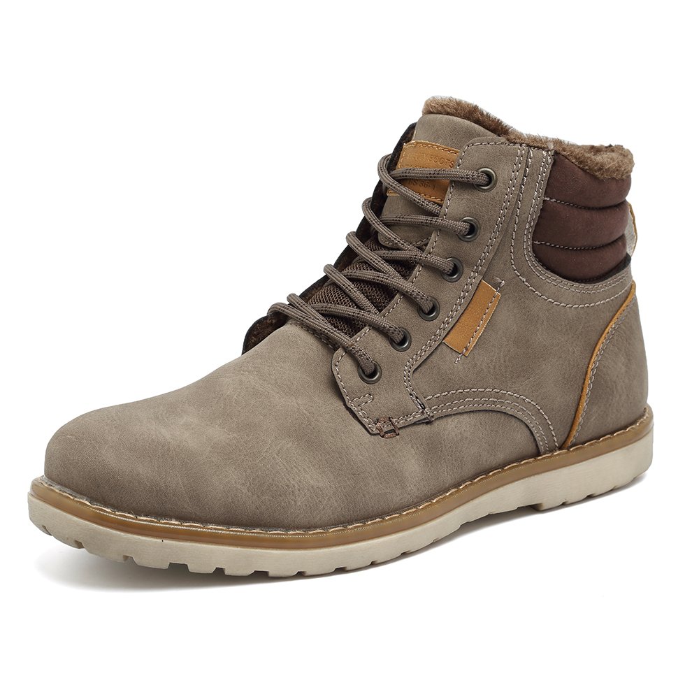 EYUSHIJIA Men's Waterproof Snow Boots Hiking Boot (10 D(M) US, Light Gray-Fur Lining)