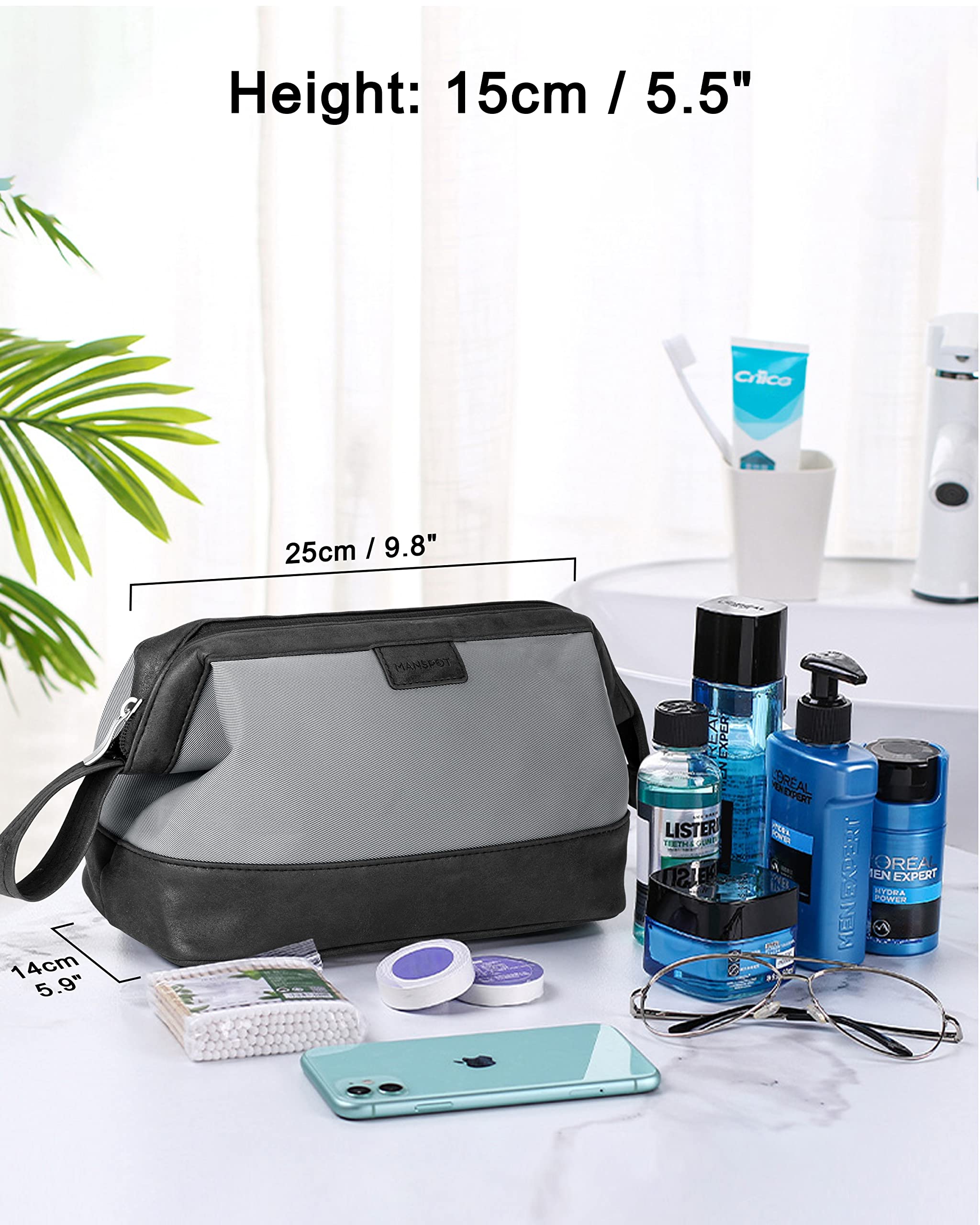 MANSPOT Water-resistant Travel Toiletry Bag for Men and Women with Large Capacity
