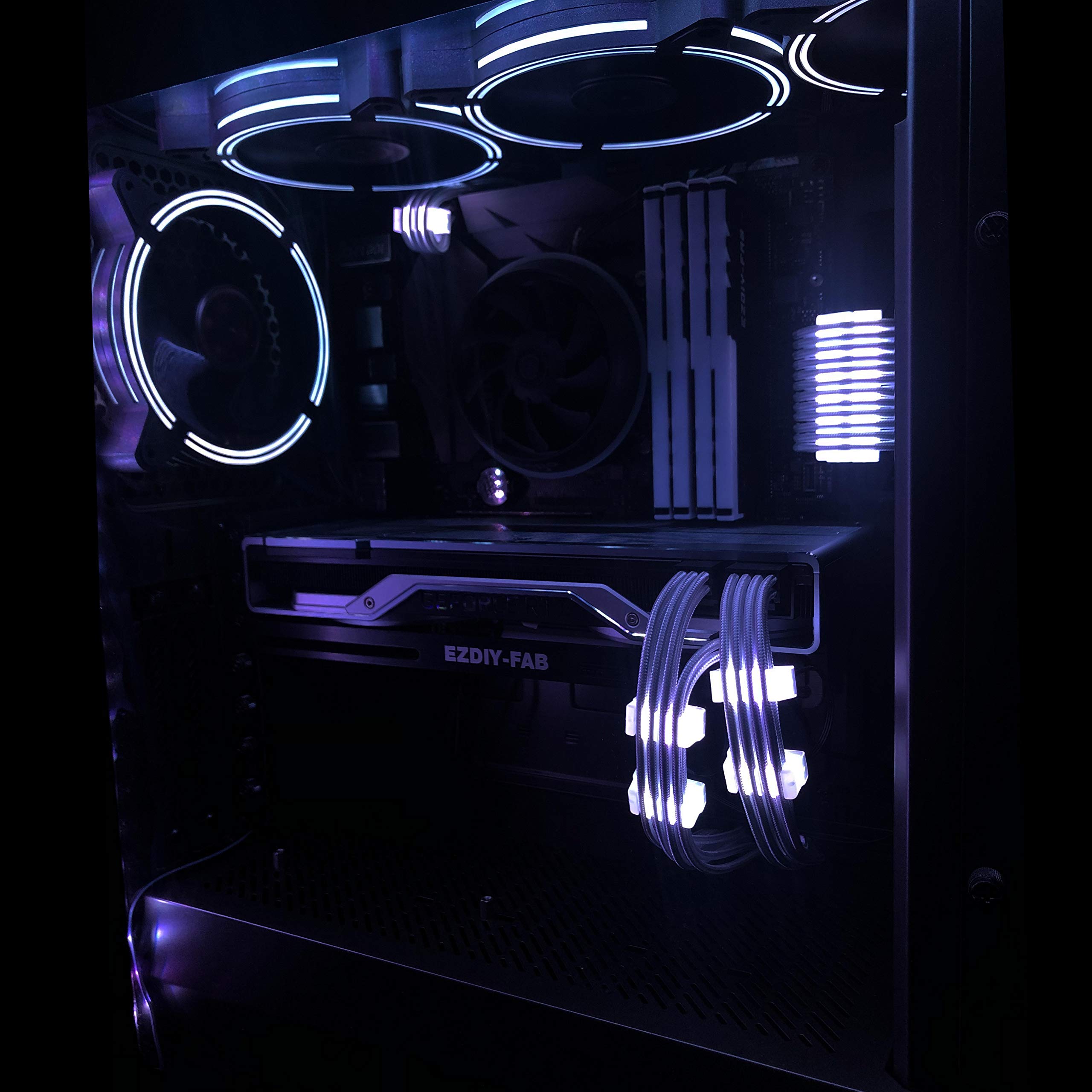EZDIY-FAB 120mm White LED Fan, Dual-Frame LED Case Fan for PC Cases, High Airflow Quiet,CPU Coolers, and Radiators,3-Pin-3-Pack