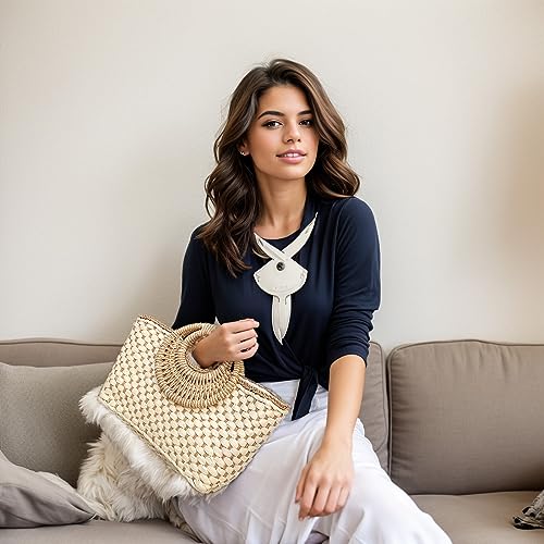 ZPHXD Chic Beach Bags And Straw Tote Bags Luxury Handbags For Women's Vacation Boho Beach Summer Clutch