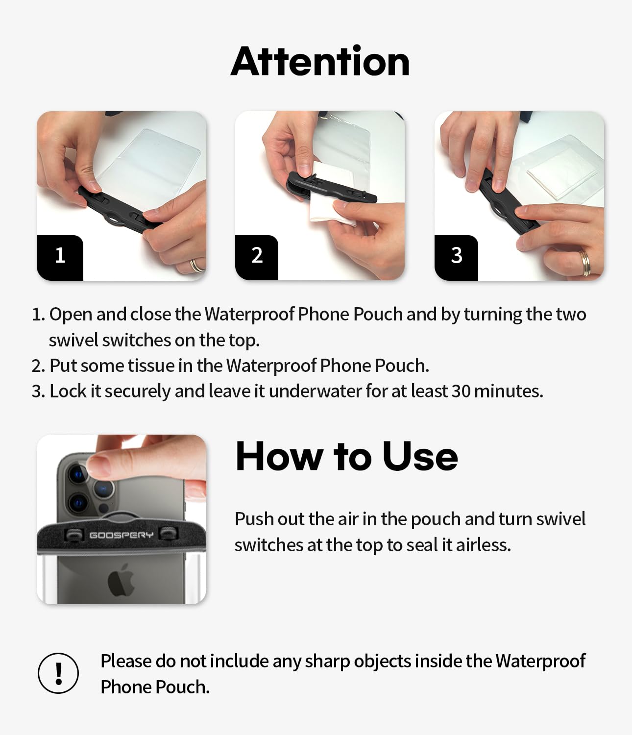 GOOSPERY [2-Pack] Universal Waterproof Phone Pouch, Underwater Cellphone Dry Case Beach Bag Compatible with iPhone 14 13 12 11 Pro Max Mini Xs XR, Galaxy S23 S22 S21 S20 Ultra Note20 up to 6.8"