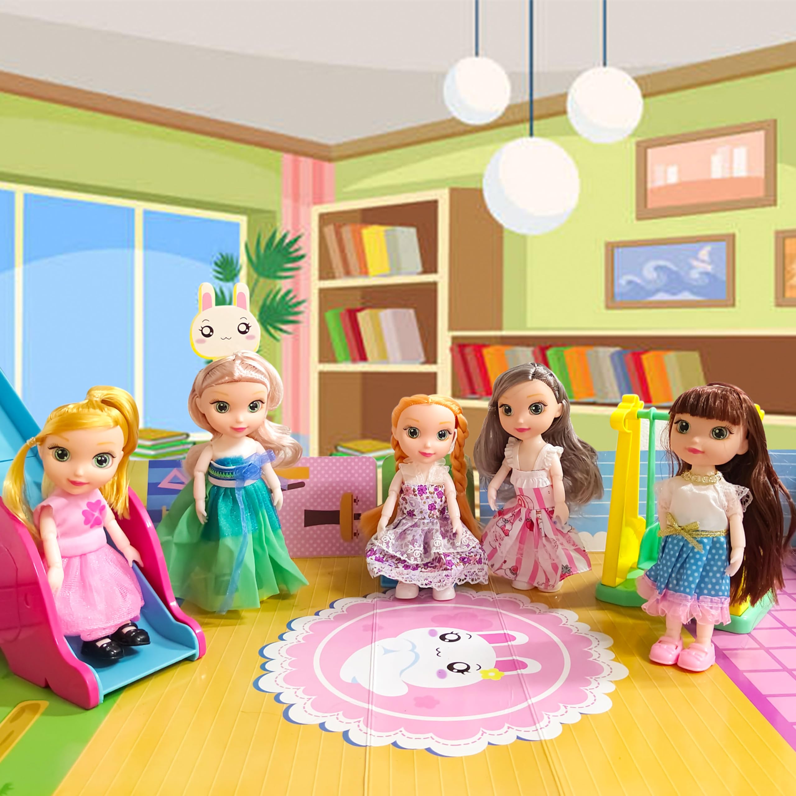 JING SHOW BUSSINESS 10 Sets Doll Clothes for 6 inch Doll ,Include 5 Pieces Girl Mini Dolls, 10 Sets Handmade Doll Clothes and 5 Pairs of Doll Shoes