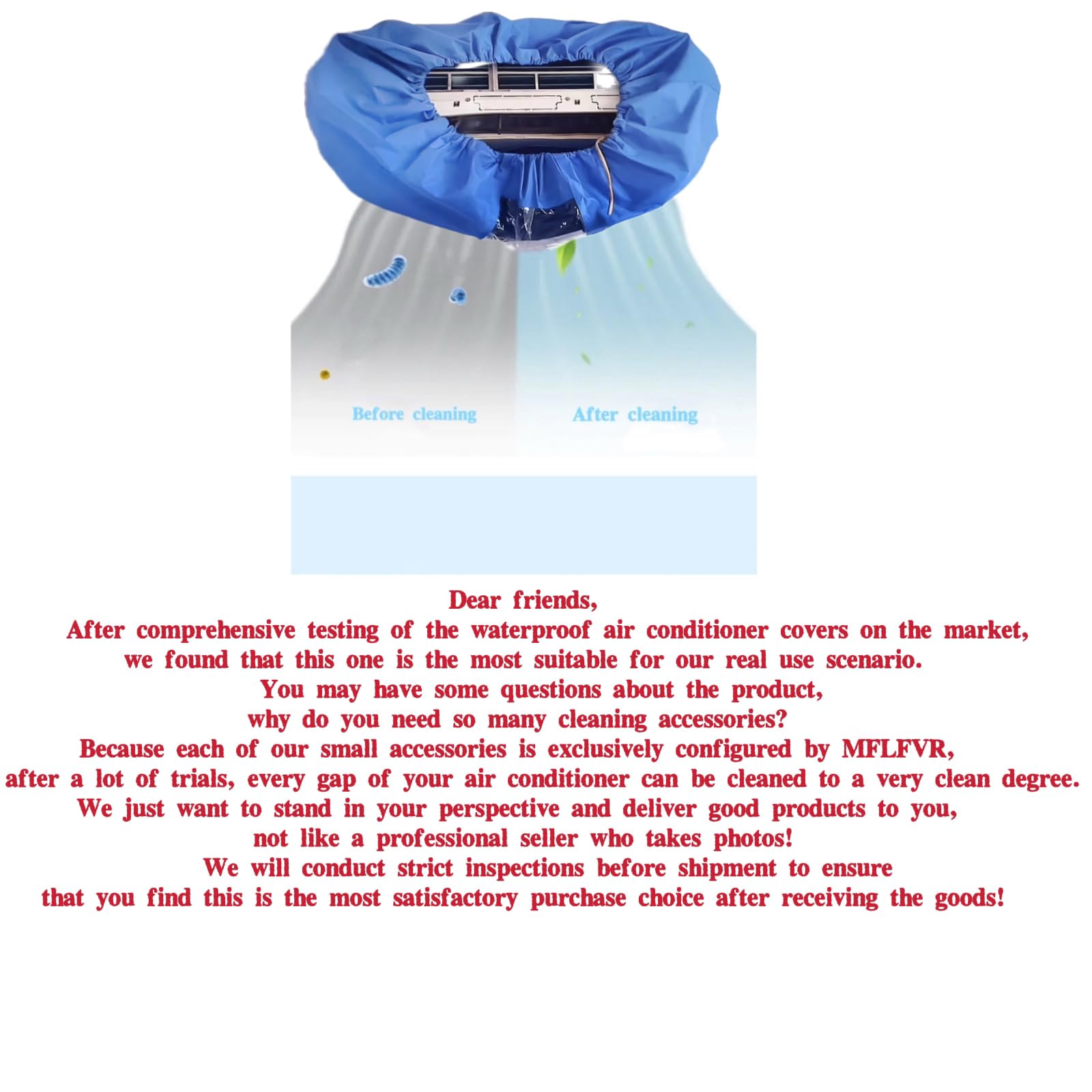 Mini Split Cleaning Bag |Split Ac Unit Cleaning Bag |Ac Cleaning Bag |Mini Split Ac Cleaning Kit with 9ft Drainpipe (12pcs,Light Blue,Large Size