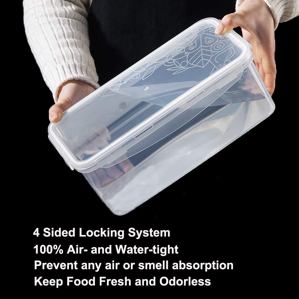 Ice Cube Trays and Ice Cube Storage Container Set With Airtight Locking Lid, 3 Packs / 36 Big Trapezoid Ice Cubes, Stackable Plastic Ice Mold Makers for Cool Drinks, Baby Food and Smoothie