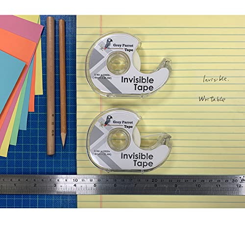 Greyparrot Office Tape Clear Refill Rolls + Dispenser(8 Pack),(3/4β X 1000in/pack). for Craft Jobs, Gift Wrapping, Office Work Glossy Finish, Refillable (8000 inch/Total(Matte)