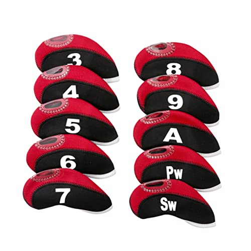 GAFOKI Golf Skort Golf Skort Golf Skort Golfing Accessories 10 pcs Red Golf Putter Headcover Club Covers Iron and Numbers with Neoprene Black Golf Iron Covers Golf Iron Covers Golf Iron Covers