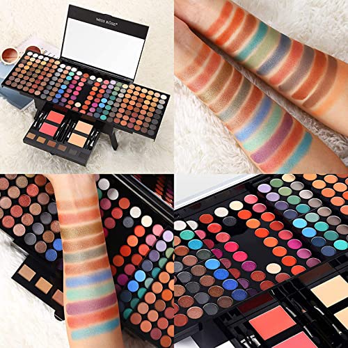UNIFULL 190 Colors Makeup Pallet,Professional Makeup Kit for Women Full Kit,All in One Makeup Sets for Women&Beginner,include Eyeshadow,Lipstick,Compact Powder,Eyeliner,Glitter Powder,Concealer,makeup brush(004-Black)