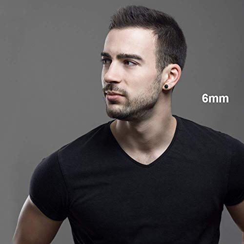 FIBO STEEL 6 Pairs Magnetic Stud Earring for Men Women Black CZ Magnet Non Pierced Clip On Earrings Set