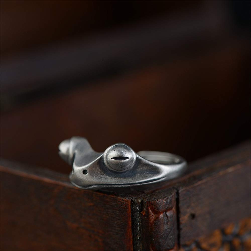 gootrades 2pcs Retro Frog Rings,Unisex Alloy Frog Open Adjustable Couples Rings,Animal Engagement Ring Finger Ring (2pcs Silver)