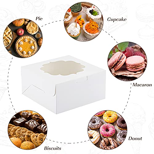 TOMNK 50pcs 6x6x3 Inches White Bakery Boxes with Window Cookie Boxes Dessert Boxes Pastry Boxes for Strawberries Cupcakes Chocolate Muffins Donuts and Party Favor