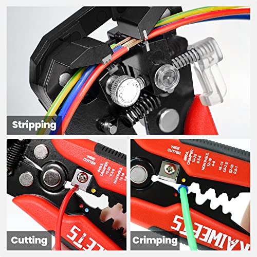 KAIWEETS Self Adjusting Wire Stripper - 3 in 1 Heavy Duty Automatic Wire Stripping Tool | 10-24 AWG Wire Cutter for Electrical Cable Cutting, Crimping Tool