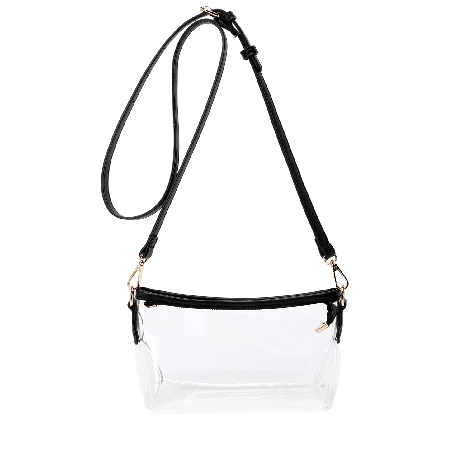 LAM GALLERY Women's Small Clear Crossbody Bag Stadium Approved PVC Clear Purse for Work and Concert - Black