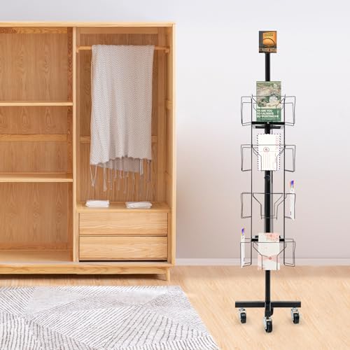 HuaShuani 16 Pockets Greeting Card Rack, Postcard Rotating Display Metal Stand, Pocket Rotating Holder, Suitable for Gift Shops, Craft shows and Supermarkets