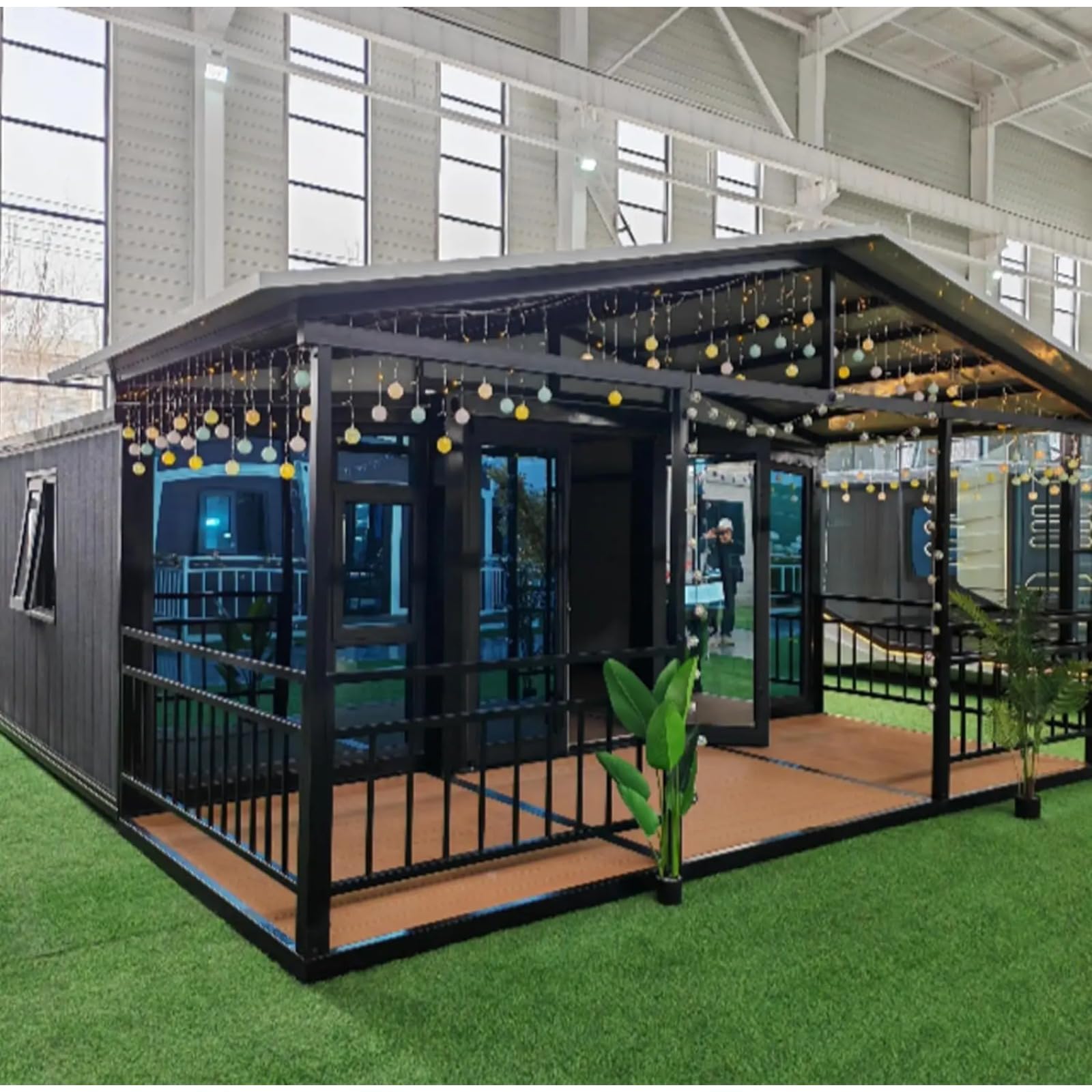 Portable Prefabricated Tiny House 20X20ft, Mobile Expandable House, Outdoor Storage, Modern Study Steel Storage House Garden Houses,Customizable Room, Kitchen, Bathroom and Balcony