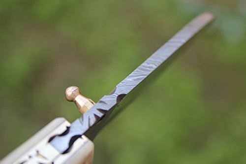 DKC Knives (3 7/18) DKC-71 DUCK POND BONE Damascus Folding Pocket Knife 5" Folded,8.5" Open 8 Oz very solid sophisticated knife. Mallard Duck Hunting Custom Engraved